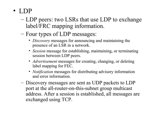 Label Distribution Protocols for MPLS FEC | PPT