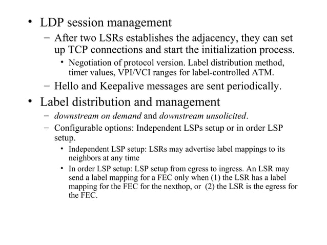 Label Distribution Protocols for MPLS FEC | PPT