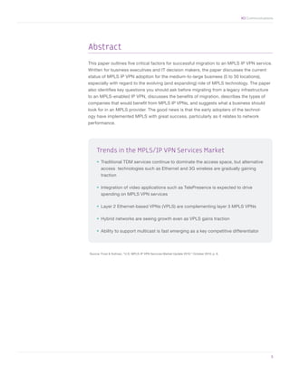A Business Guide to MPLS IP VPN Migration: Five Critical Factors | PDF