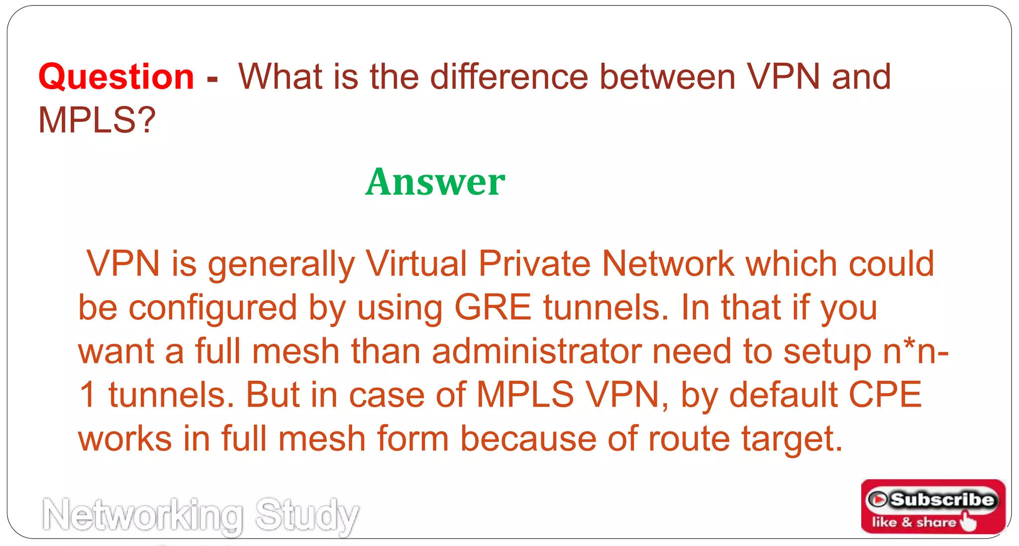 MPLS basic interview questions and Answers | PPTX