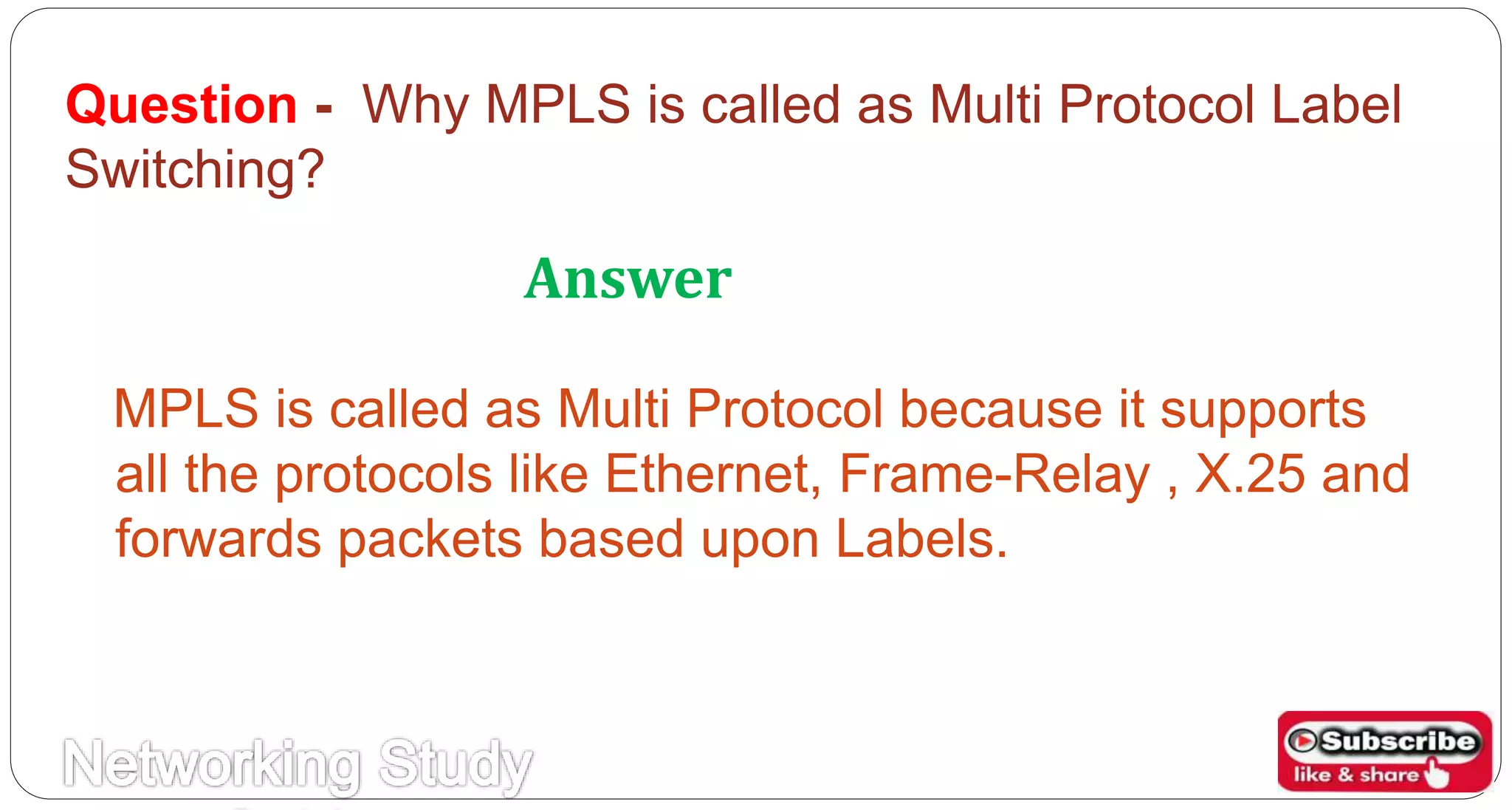 MPLS basic interview questions and Answers | PPTX