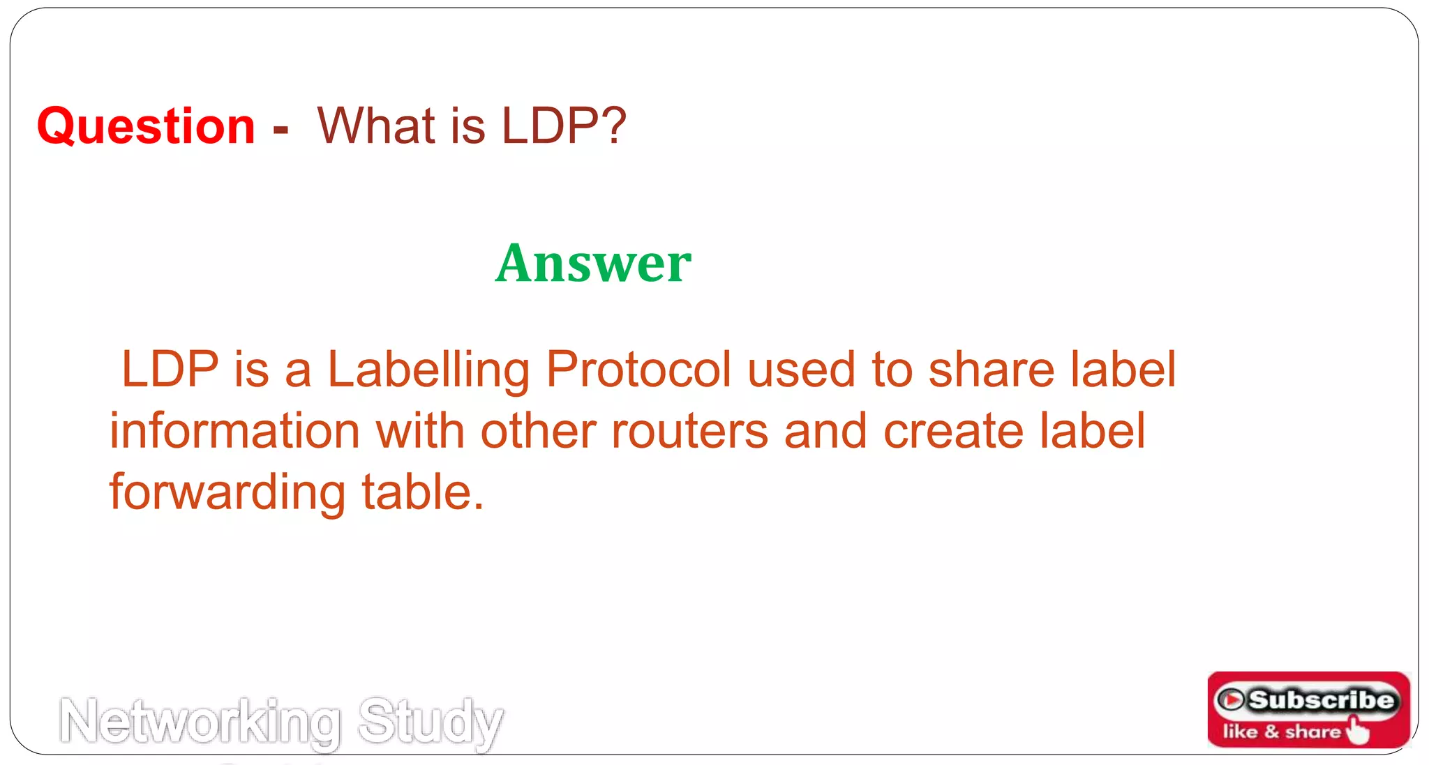 MPLS basic interview questions and Answers | PPTX