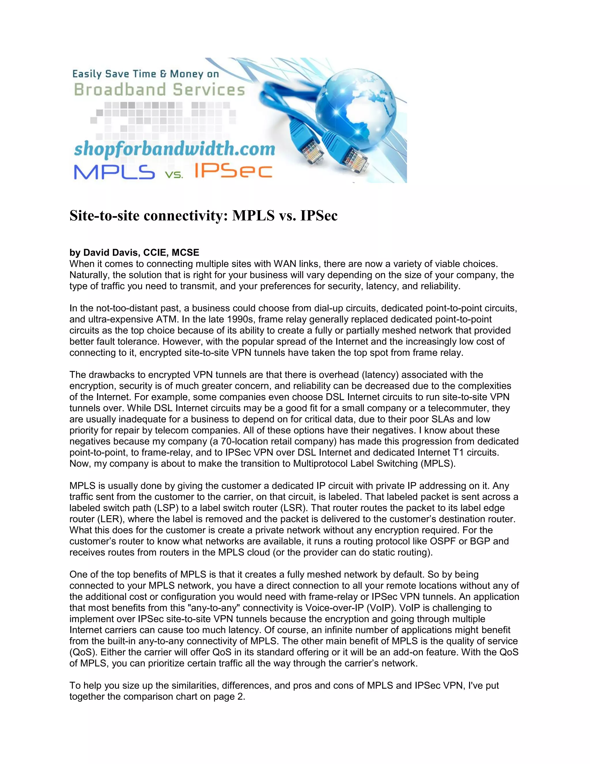 Mpls vs IPSec VPN's | PDF