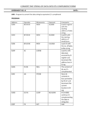 microprocessor 8086 lab manual !! | PDF
