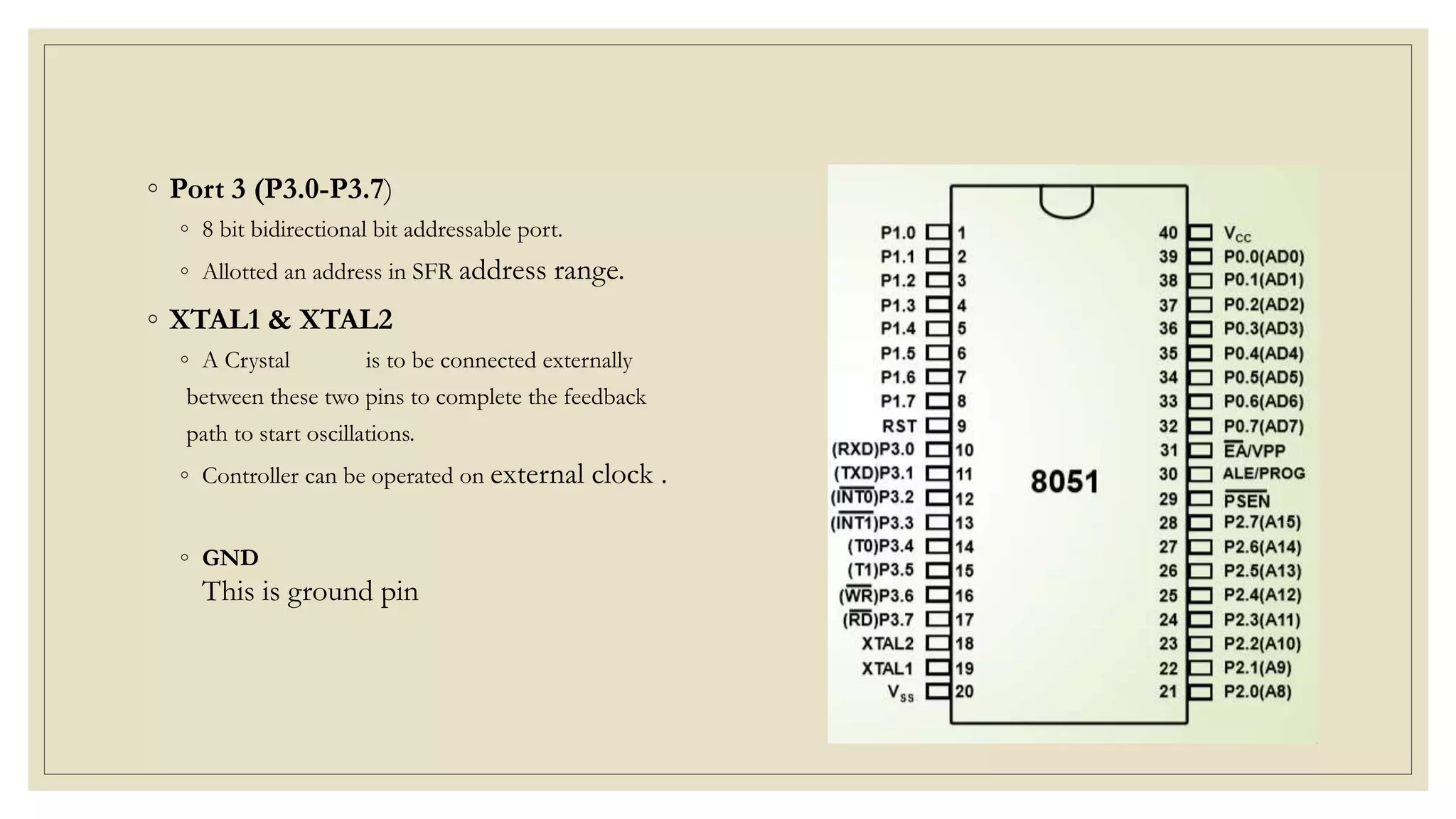 8051 architecture and pin configuration | PPTX