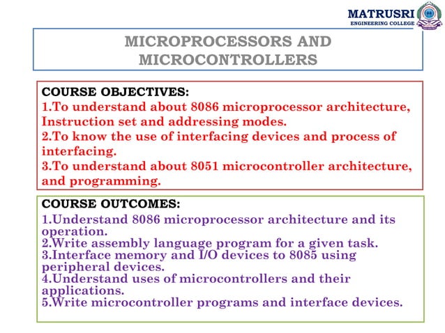 MICROPROCESSORS AND MICROCONTROLLERS8086 .ppt