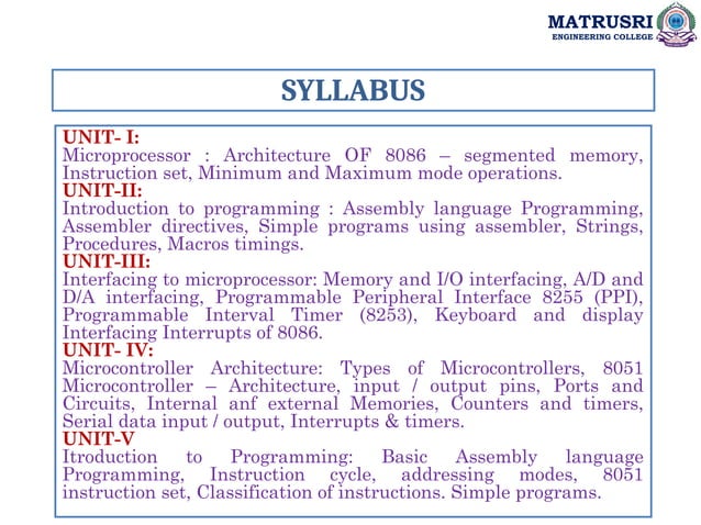 MICROPROCESSORS AND MICROCONTROLLERS8086 .ppt
