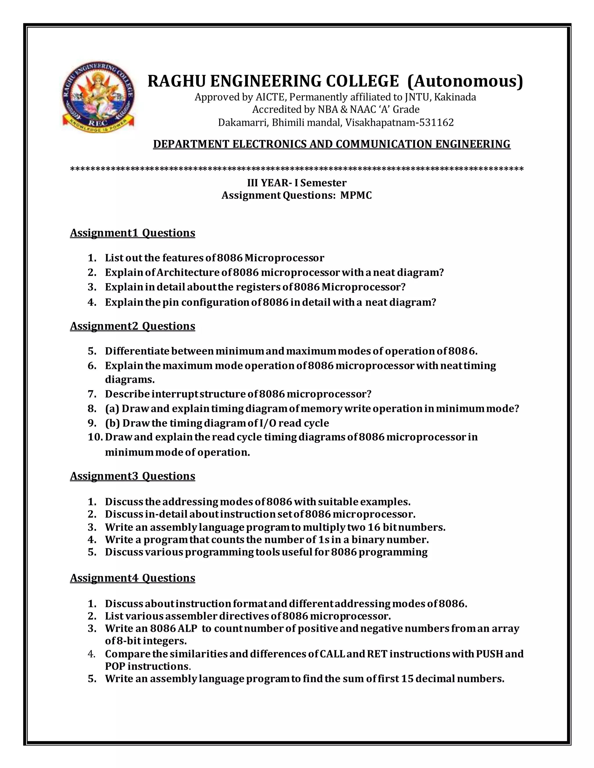 Mpmc assignments autonomous | DOCX