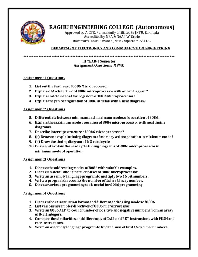 Mpmc assignments autonomous | DOCX