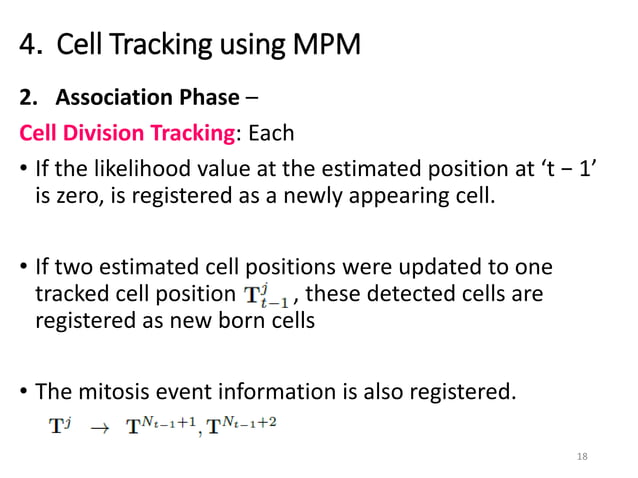 Motion and Position Map in Cell Tracking for Bioimaging | PPTX