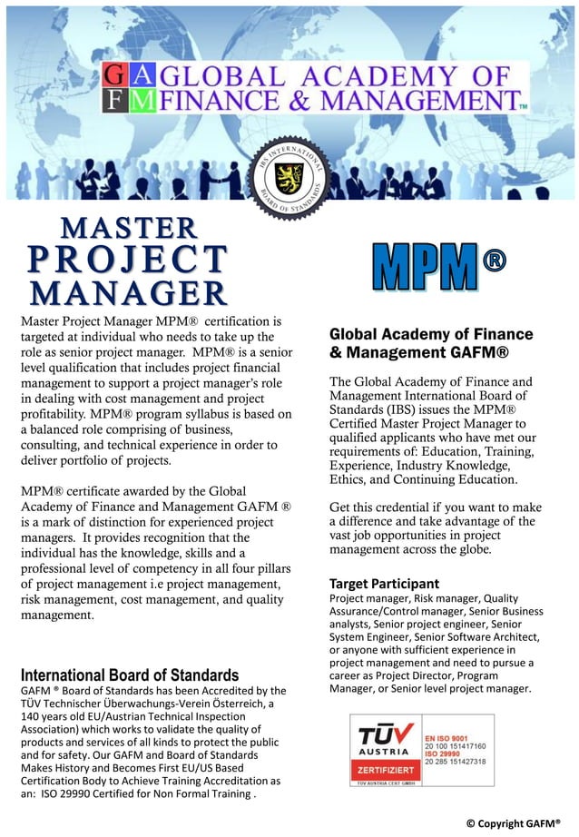Certified Master Project Manager MPM | PDF