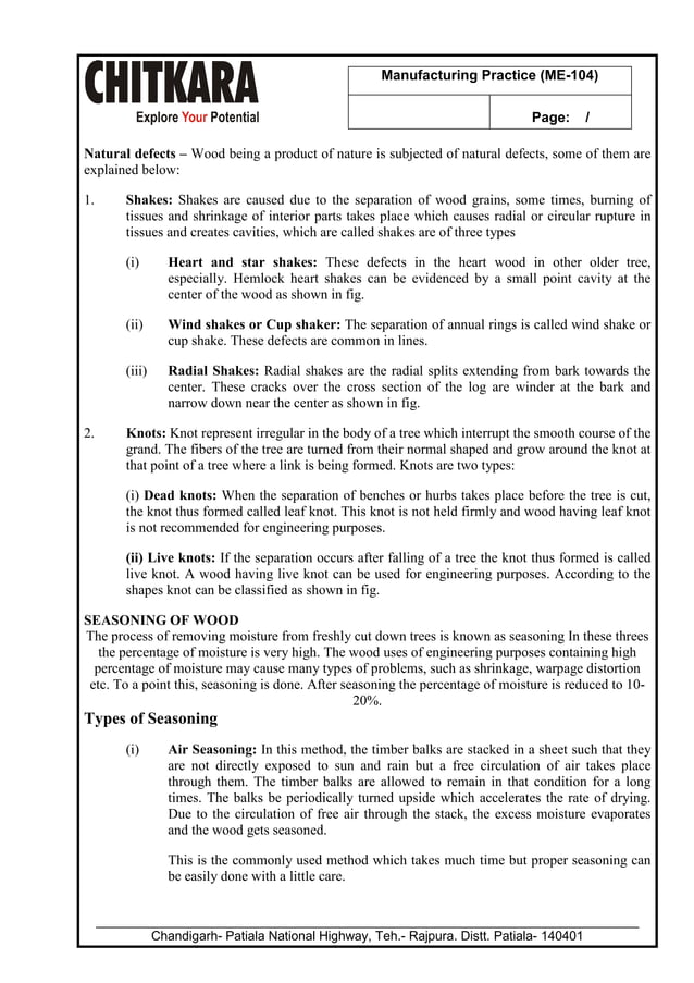 Manufacturing Practice - Lab Manual - B.Tech. - Mechanical Engineering ...