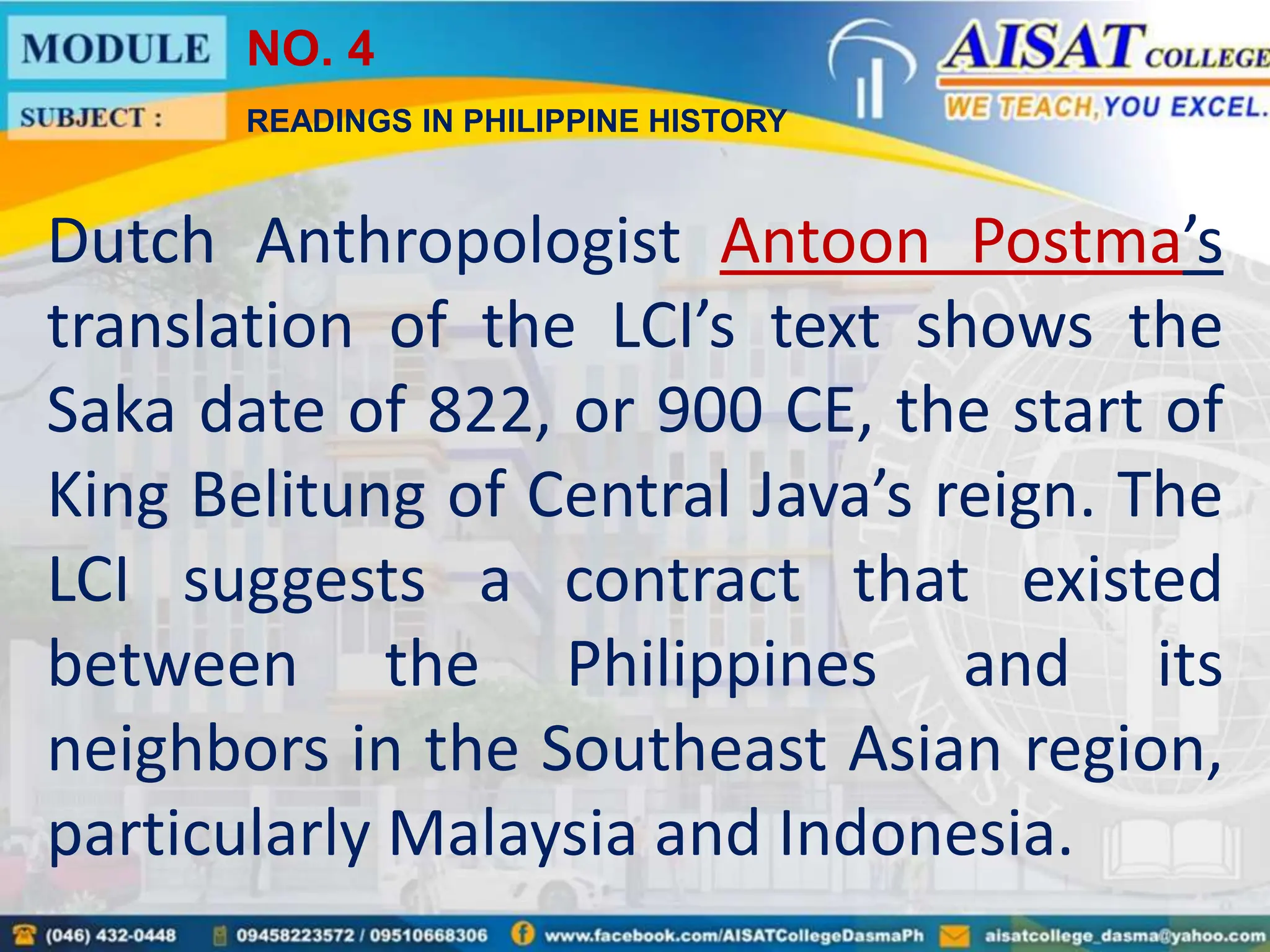 Laguna Copperplate Inscription - Readings in Philippine History | PPTX