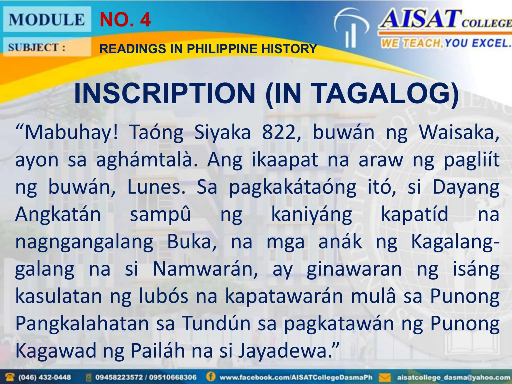 Laguna Copperplate Inscription - Readings in Philippine History | PPTX