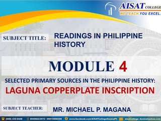 Laguna Copperplate Inscription - Readings in Philippine History | PPTX