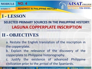 Laguna Copperplate Inscription - Readings in Philippine History | PPTX