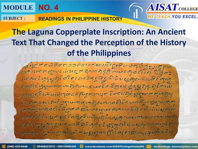 Laguna Copperplate Inscription - Readings in Philippine History | PPTX ...