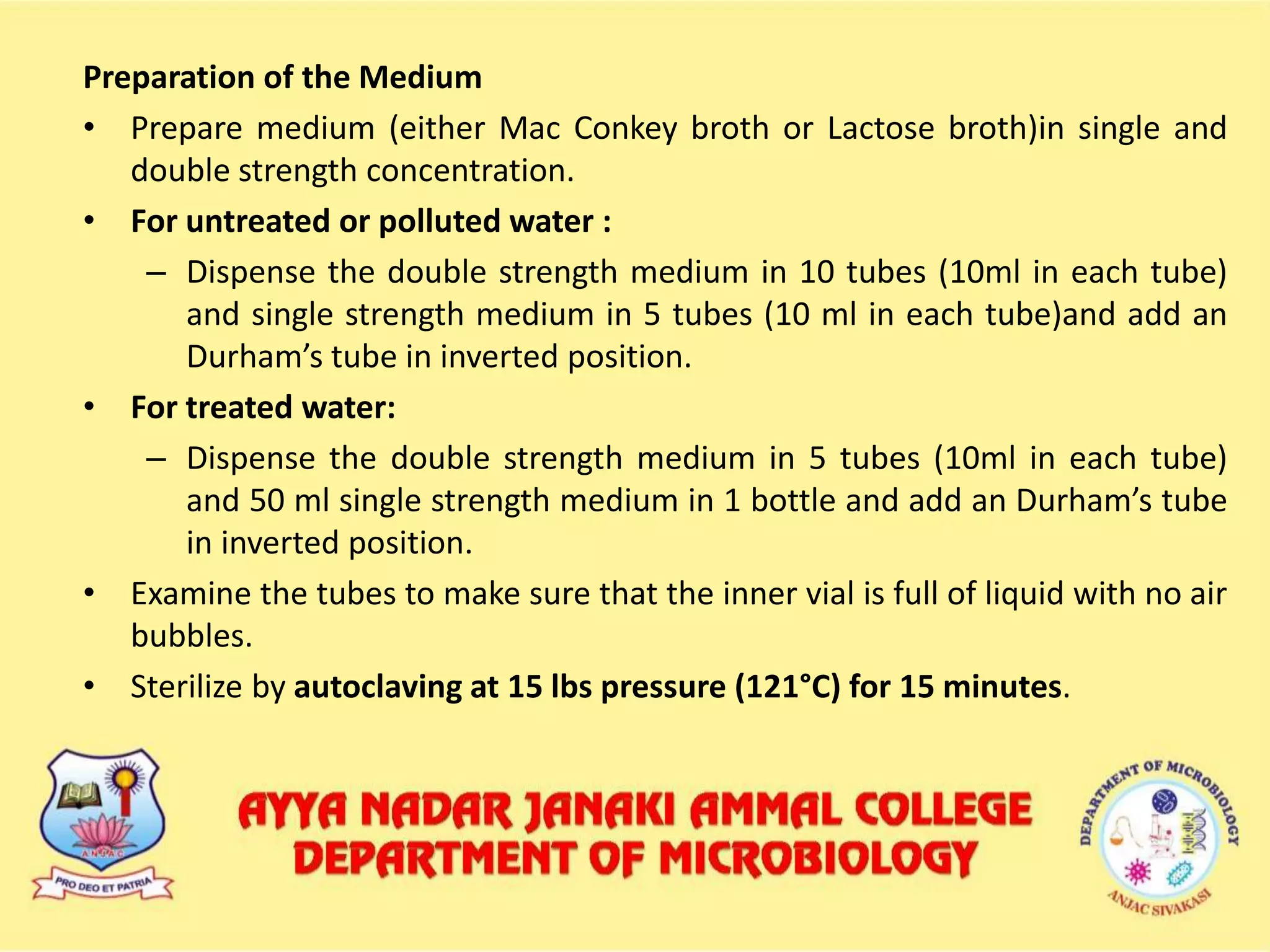 Most probable number or multiple tube fermentation technique | PPTX