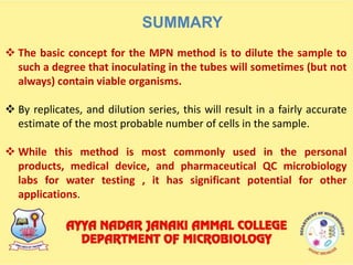 Most probable number or multiple tube fermentation technique | PPTX
