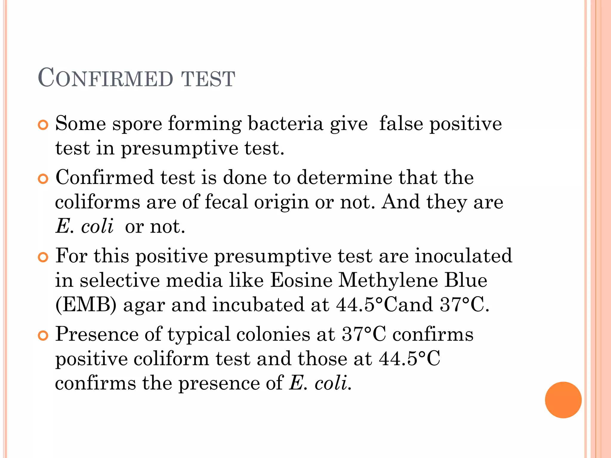 Bacteriological analysis of drinking water by MPN method. | PPT