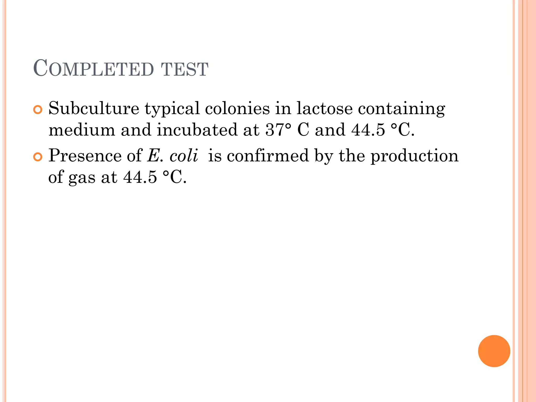 Bacteriological analysis of drinking water by MPN method. | PPT