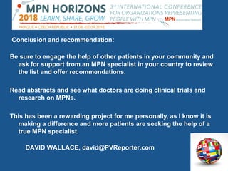 Finding an MPN Specialist by David Wallace, PV Reporter | PPT