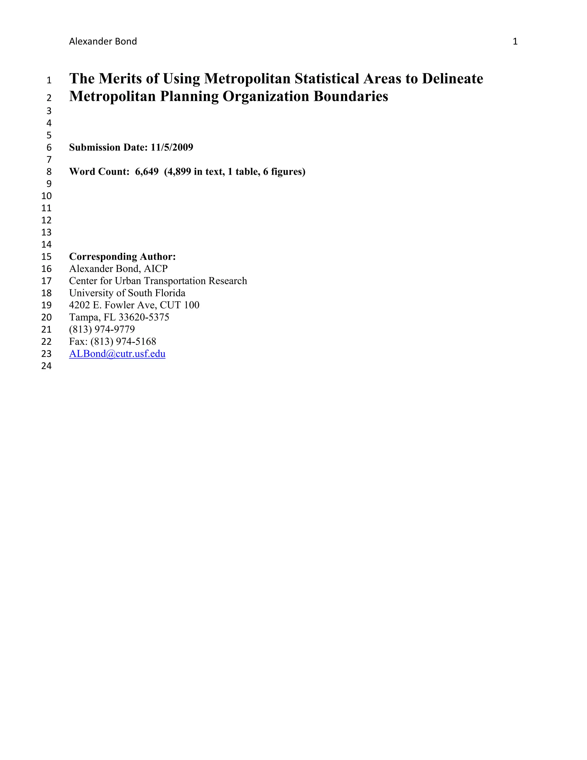 Establishing an MPO Boundary: the MSA vs. UZA Standard | PDF