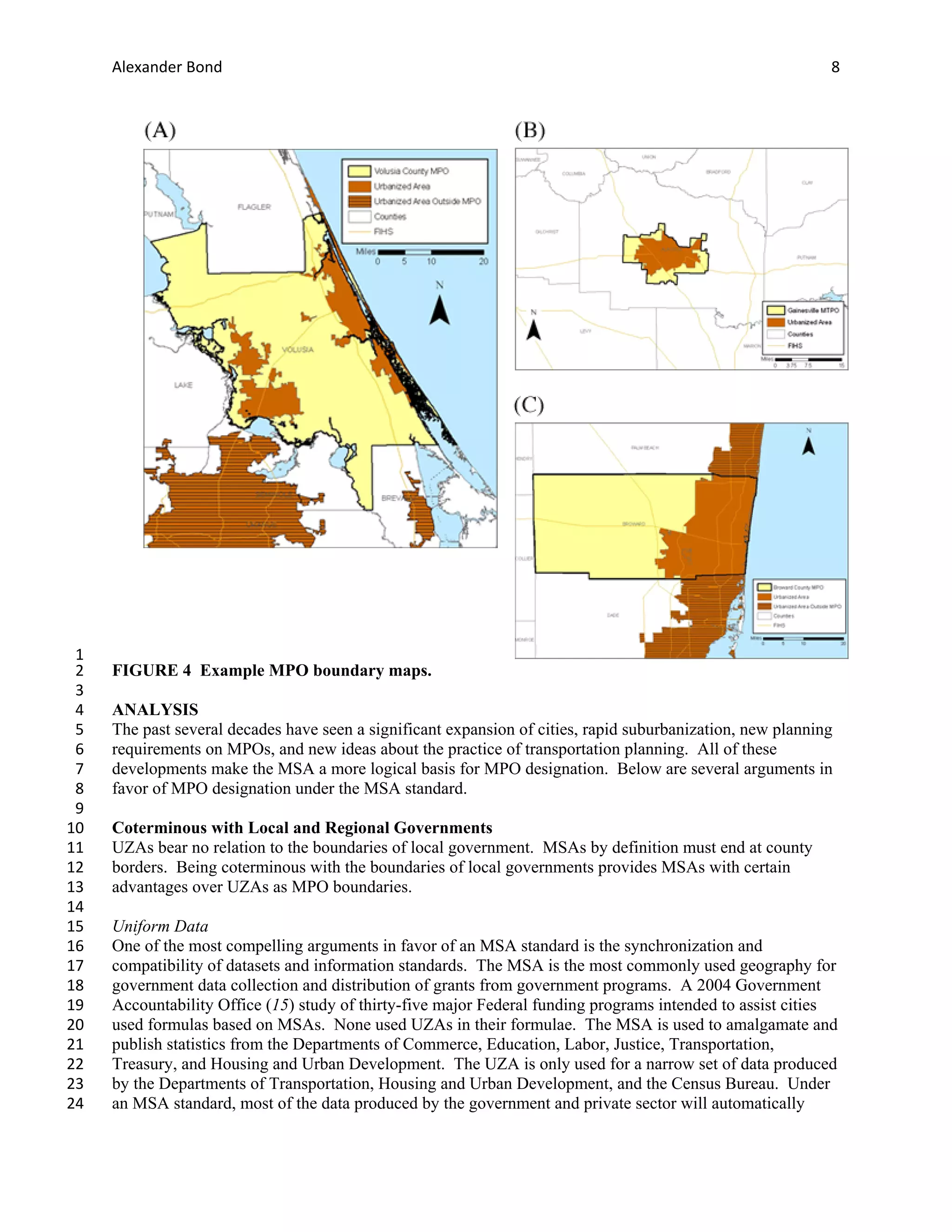 Establishing an MPO Boundary: the MSA vs. UZA Standard | PDF