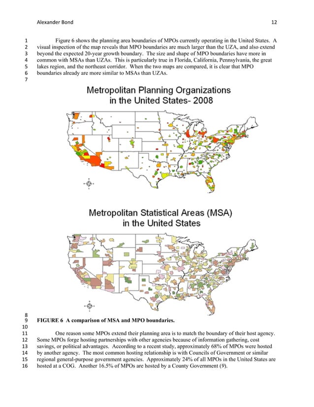 Establishing an MPO Boundary: the MSA vs. UZA Standard | PDF