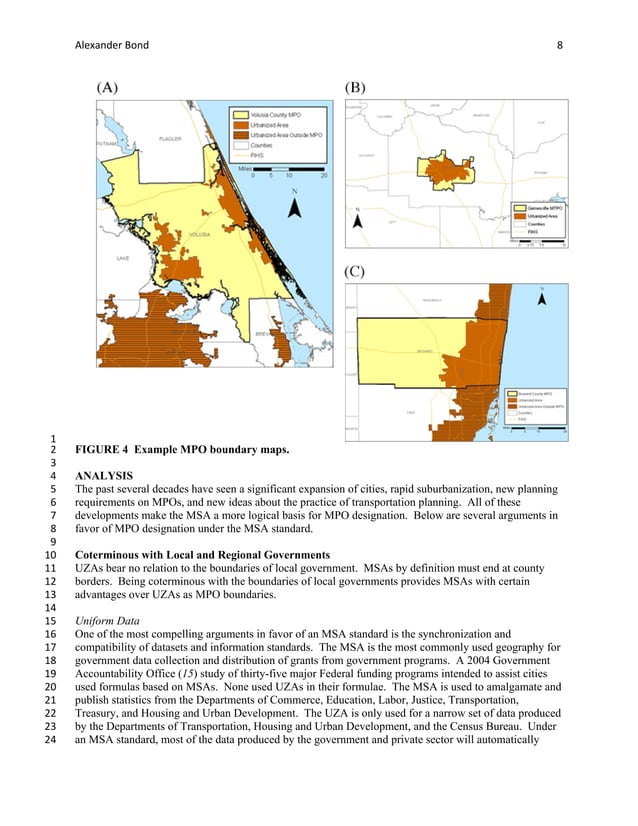 Establishing an MPO Boundary: the MSA vs. UZA Standard | PDF