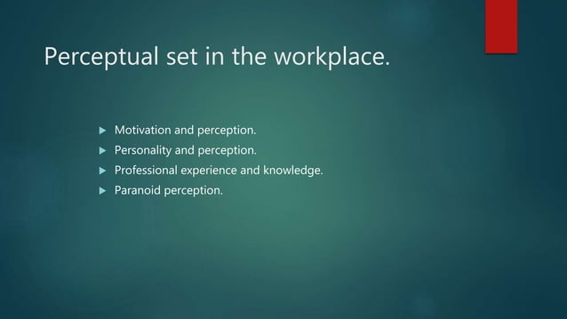 PERCEPTION IN ORGANISATIONAL BEHAVIOUR | PPTX