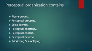 PERCEPTION IN ORGANISATIONAL BEHAVIOUR | PPTX