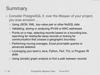 Elephants vs. Dolphins: Comparing PostgreSQL and MySQL for use in the ...