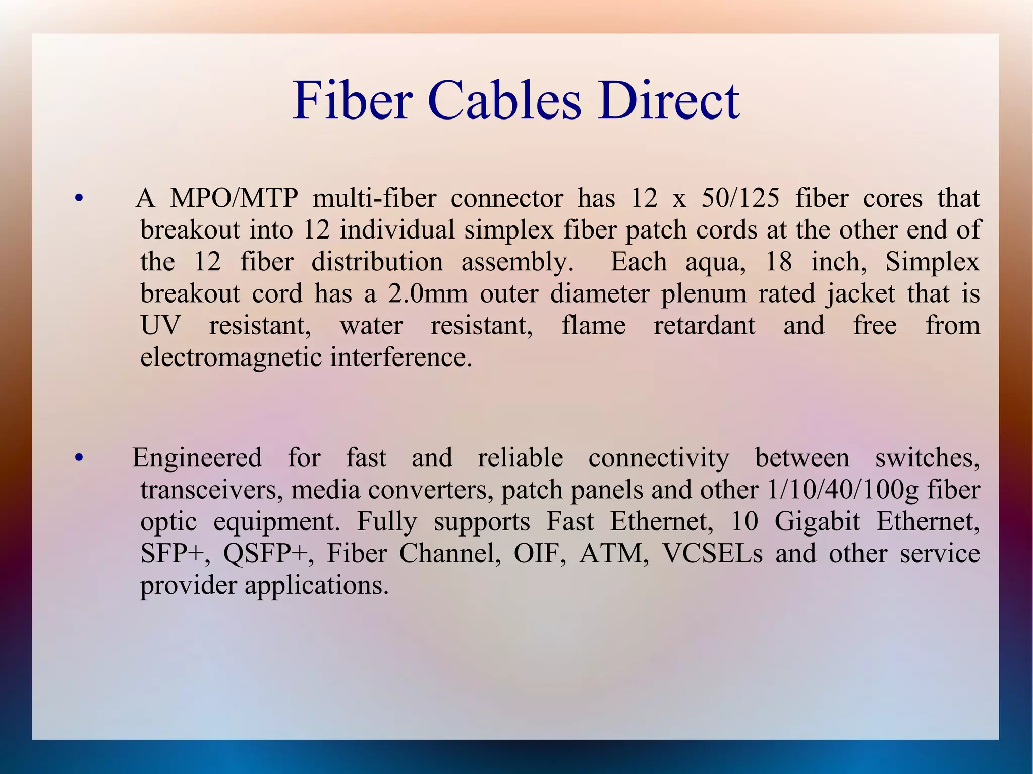 MPO/MTP Fiber Optic Cables | PPT
