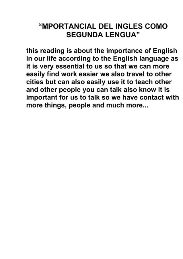 importancia del ingles como segunda lengua | PDF