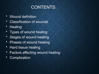 introduction to wound healing orthopaedics | PPTX
