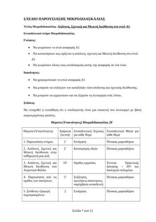 Σχεδιασμός 20λεπτης μικροδιδασκαλίας | PDF
