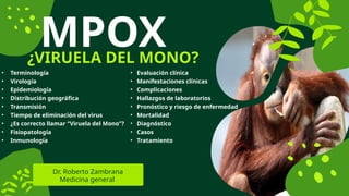 MPOX (Mal llamada viruela del mono o del simio) | PPTX