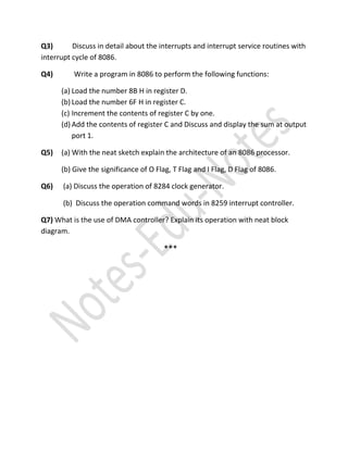 2009 Punjab Technical University B.C.A Microprocessor Question paper | PDF