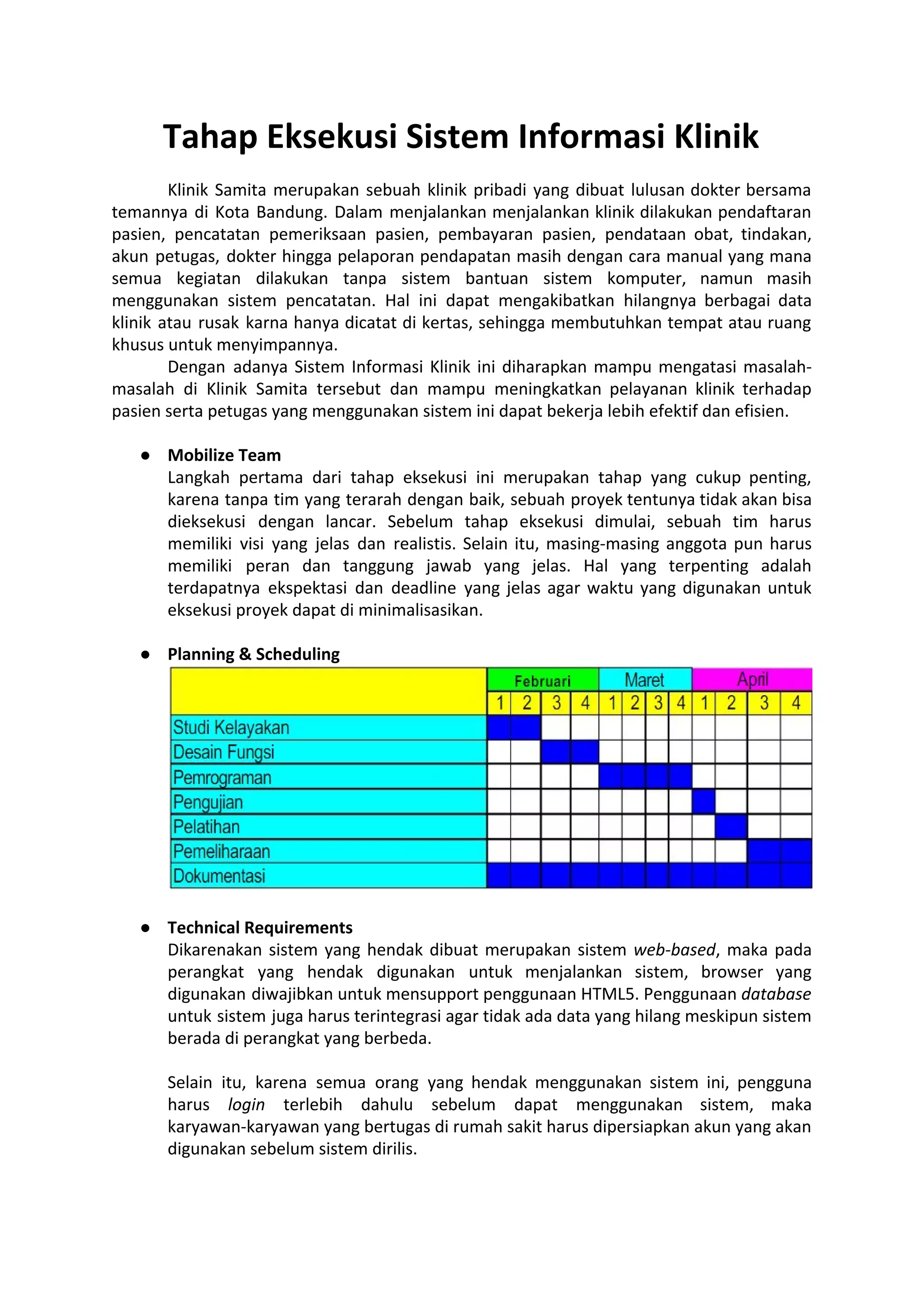 TUGAS 2 - Tahap Eksekusi Sistem Informasi Klinik | PDF
