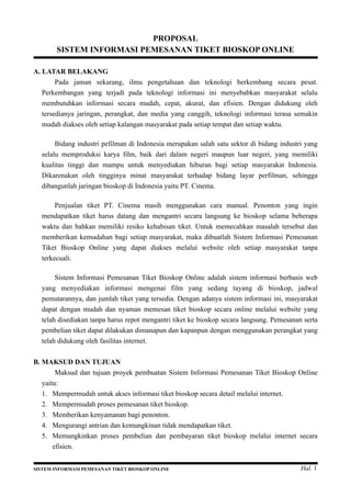 Proposal Sistem Informasi Pemesanan Tiket Bioskop Online | PDF