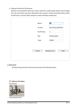 Proposal Sistem Informasi Pemesanan Tiket Bioskop Online | PDF