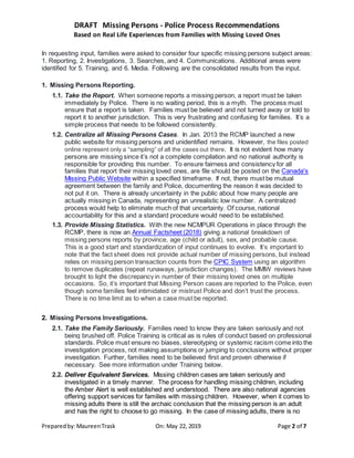 Missing Persons - Police Process Recommendations | DOCX