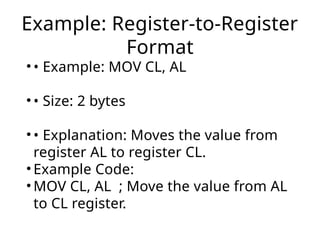 Instruction format of 8086 microprocessor | PPTX