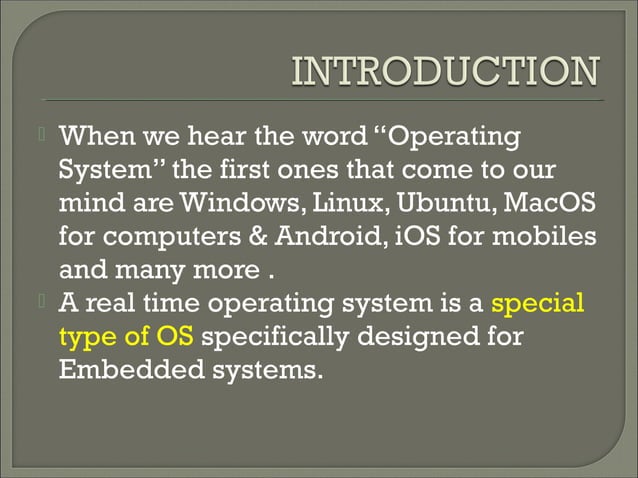 Real Time Operating system (RTOS) - Embedded systems | PPT | Operating Systems | Computer ...