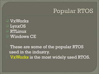 Real Time Operating system (RTOS) - Embedded systems | PPT | Operating Systems | Computer ...