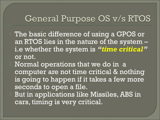 Real Time Operating system (RTOS) - Embedded systems | PPT | Operating Systems | Computer ...