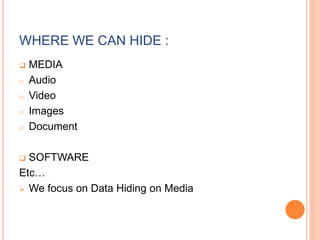 Data Hiding in Audio Signals | PPTX