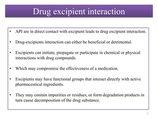 Drug excipient interaction modern pharmaceutics | PPTX