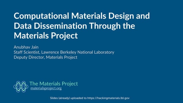 Computational Materials Design and Data Dissemination through the Materials Project | PDF